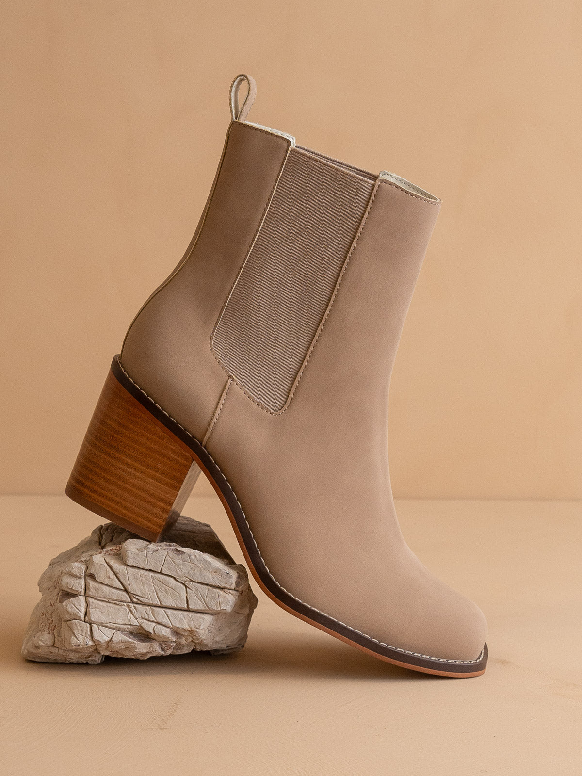The Dakota | Cedar Wood Heeled Chelsea Bootie – Oasis Society x Free Soul Co.